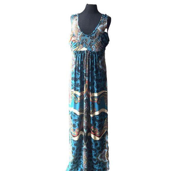 ONE WORLD | Dresses | One World Maxi Dress Womens Large Bohemian Hippie ...